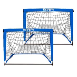 Ksports Soccer Goal Set for Kids Portable Training Equipment with Net, Balls, and Bag for Outdoor Backyard Football, 4 x 3 Feet, Blue