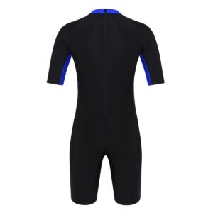 TiaoBug Wetsuit Men's One Piece Round Neck Half Sleeves Scuba Diving Surfing Snorkeling Swimming Royal_Blue Large