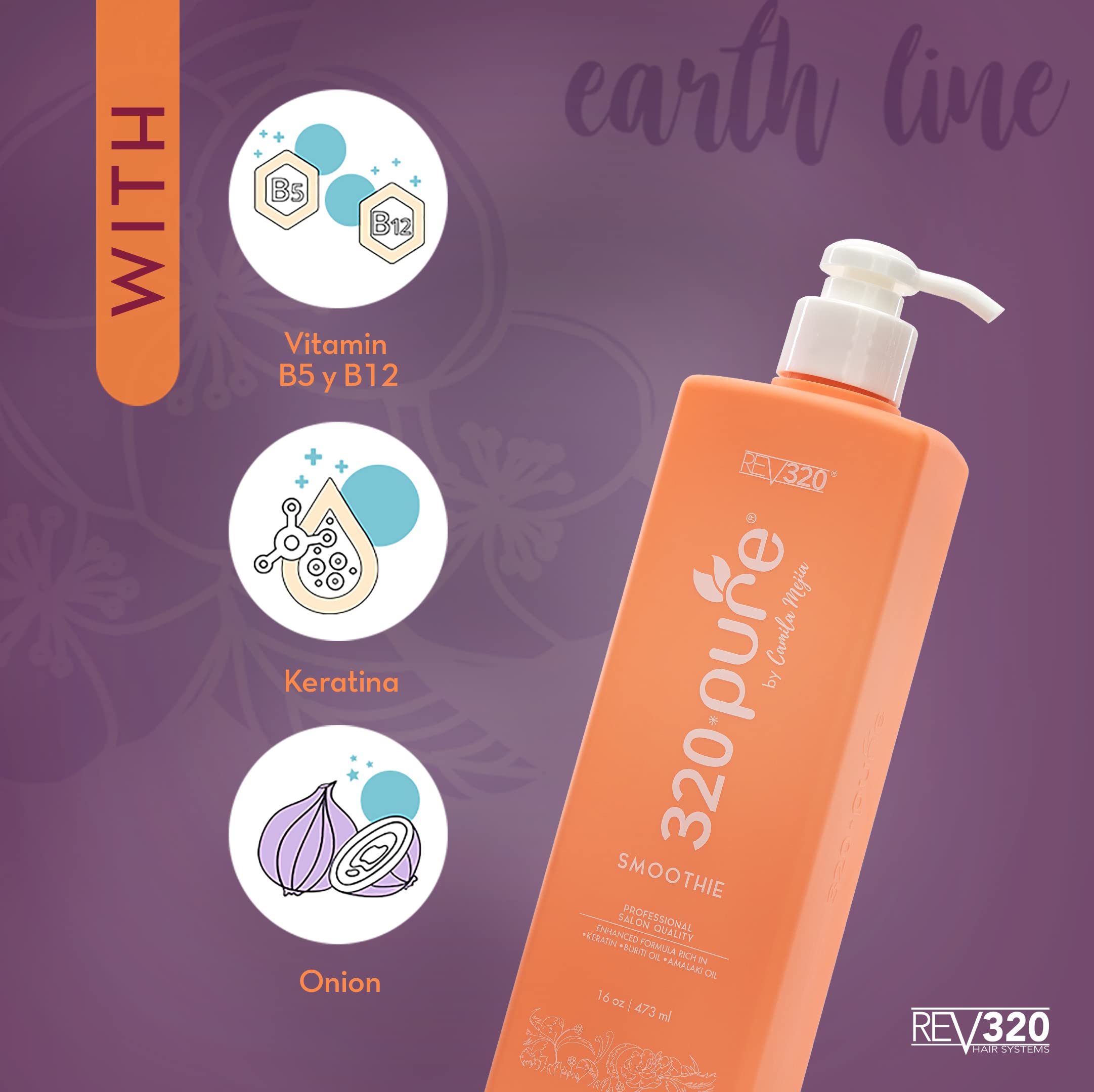 Rev320 320 Pure Smoothie - Leave In Conditioner - Pure Extracts - Frizz Control Lock In Moisture (16oz)