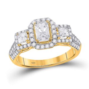 dazzlingrock collection 14kt yellow gold emerald diamond 3-stone bridal wedding engagement ring 1-1/2 cttw