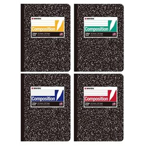 kaisa composition notebooks with lined paper, college ruled 9-3/4" x 7-1/2" comp books writing journals notebook, 4pads, c10001c