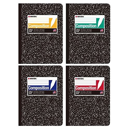 KAISA Composition Notebooks With Lined Paper, College Ruled 9-3/4" x 7-1/2" Comp Books Writing Journals Notebook, 4pads, C10001C