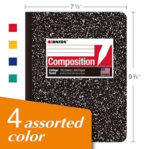 KAISA Composition Notebooks With Lined Paper, College Ruled 9-3/4" x 7-1/2" Comp Books Writing Journals Notebook, 4pads, C10001C