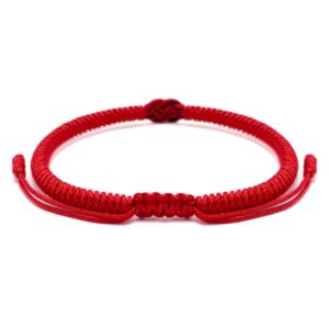 LAMIBEE Red and Black Infinity Bracelet, Love Multicolor Tibetan Lucky Bracelet, Surfer String Amulet Knot Bracelet Woven Thread for Men Women Friend and Couple, Peace and Protection (Red)