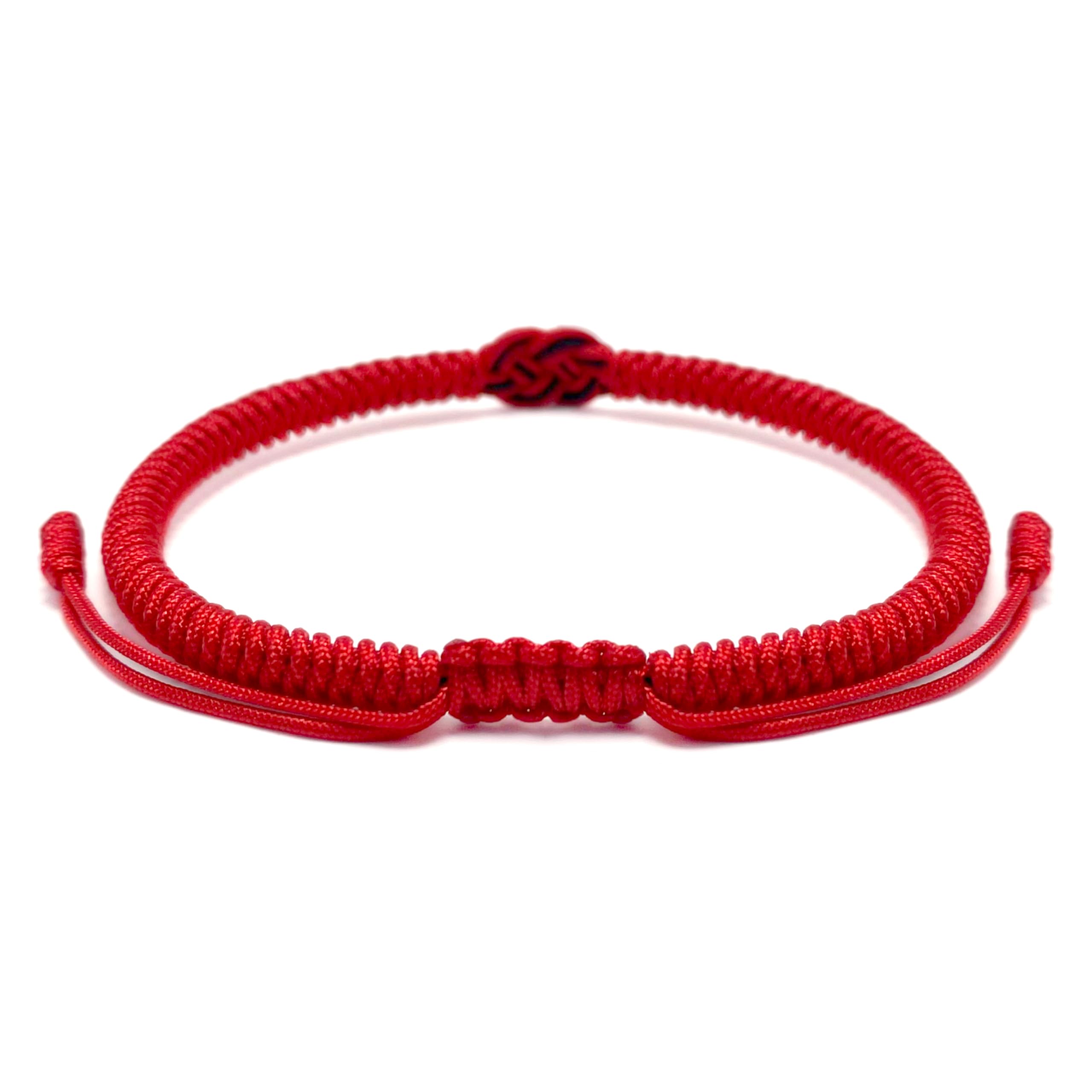 LAMIBEE Red and Black Infinity Bracelet, Love Multicolor Tibetan Lucky Bracelet, Surfer String Amulet Knot Bracelet Woven Thread for Men Women Friend and Couple, Peace and Protection (Red)