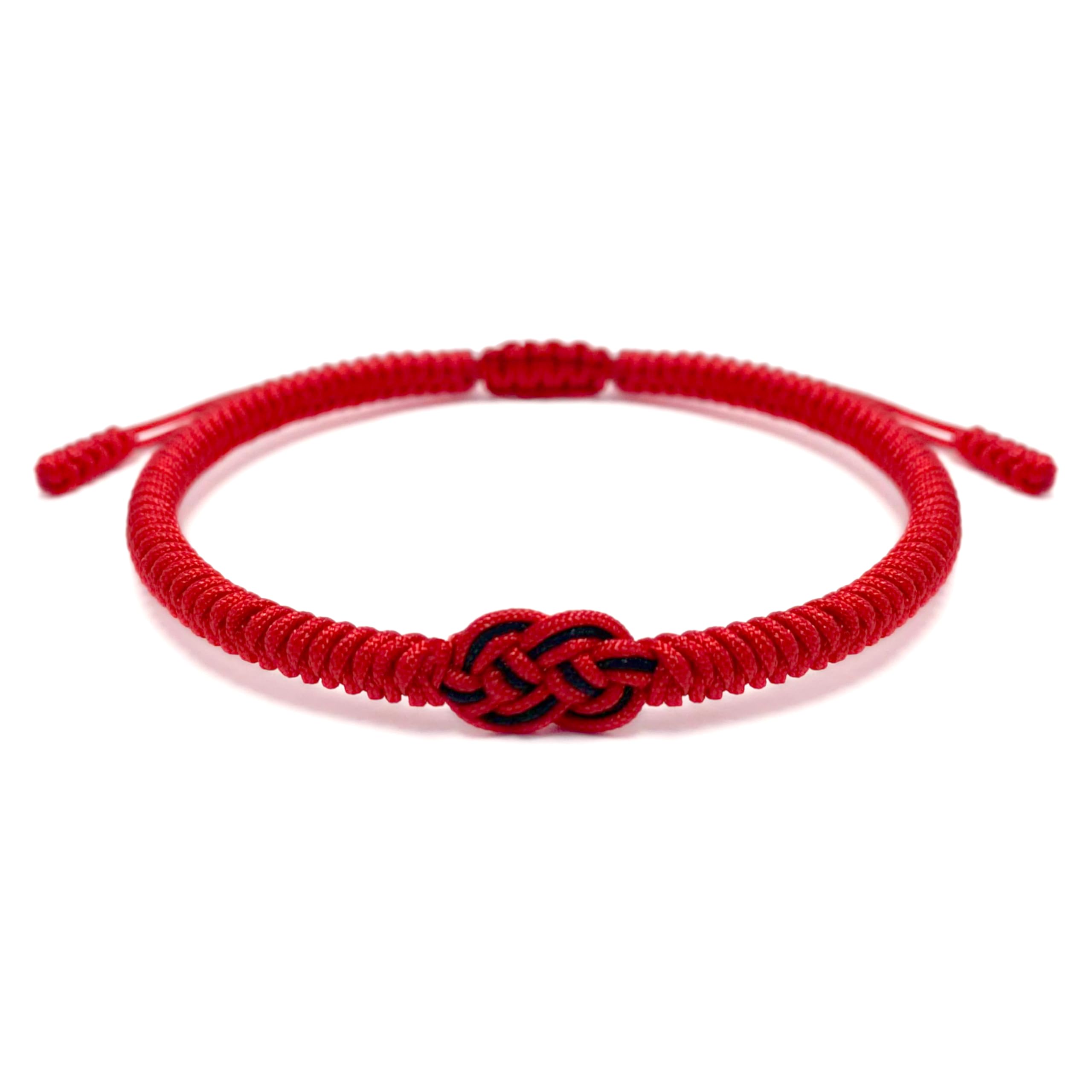 LAMIBEE Red and Black Infinity Bracelet, Love Multicolor Tibetan Lucky Bracelet, Surfer String Amulet Knot Bracelet Woven Thread for Men Women Friend and Couple, Peace and Protection (Red)