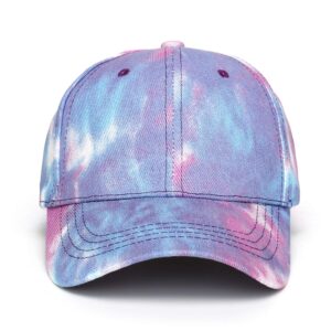 BEARUN Cotton Tie Dye Low Profile Cap Hiphop Baseball Cap Fashion Dad Hat Blue Purple