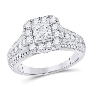 dazzlingrock collection 14kt white gold princess diamond halo bridal wedding engagement ring 1-1/3 cttw