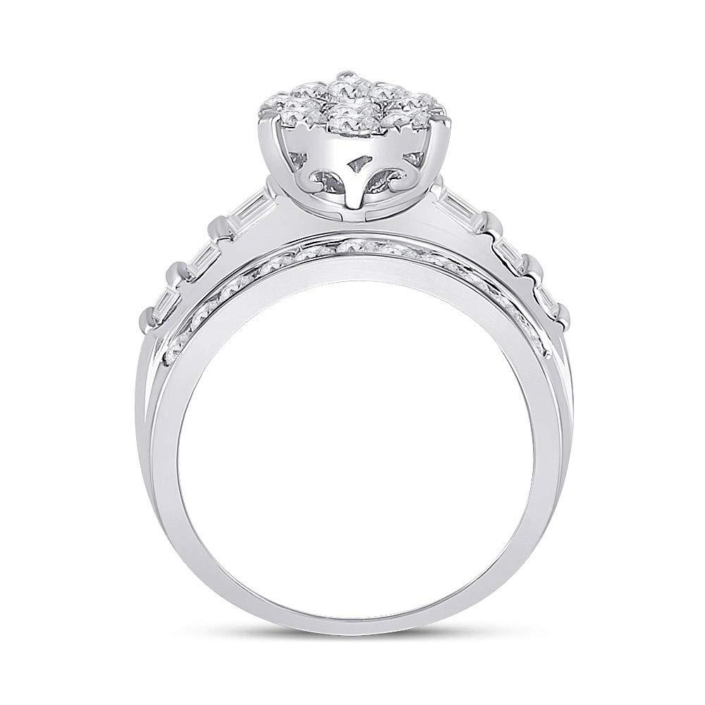 Dazzlingrock Collection 10kt White Gold Round Diamond Pear Bridal Wedding Engagement Ring 2 Cttw