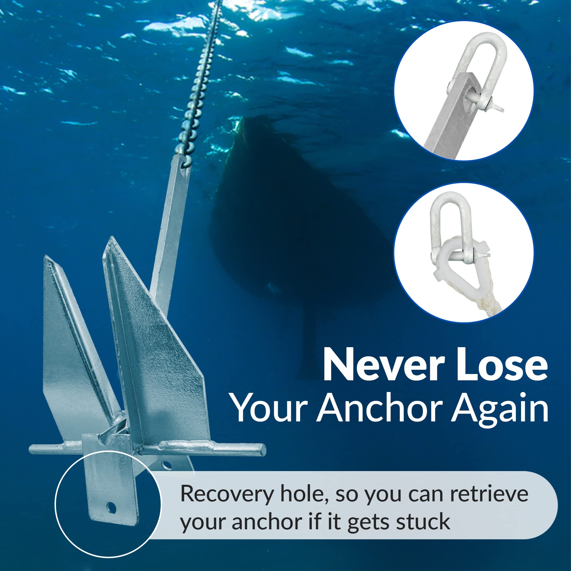 Heavy Boat Anchor Kit Fluke Anchor with Anchor Chain and Boat Anchor Rope Set Boat Anchors for Different Size Boats Pontoon