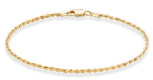 miabella 18k gold over sterling silver italian 2mm, 3mm diamond-cut braided rope chain anklet ankle bracelet for women, 925 made in italy (width 2mm, length 10 inches)