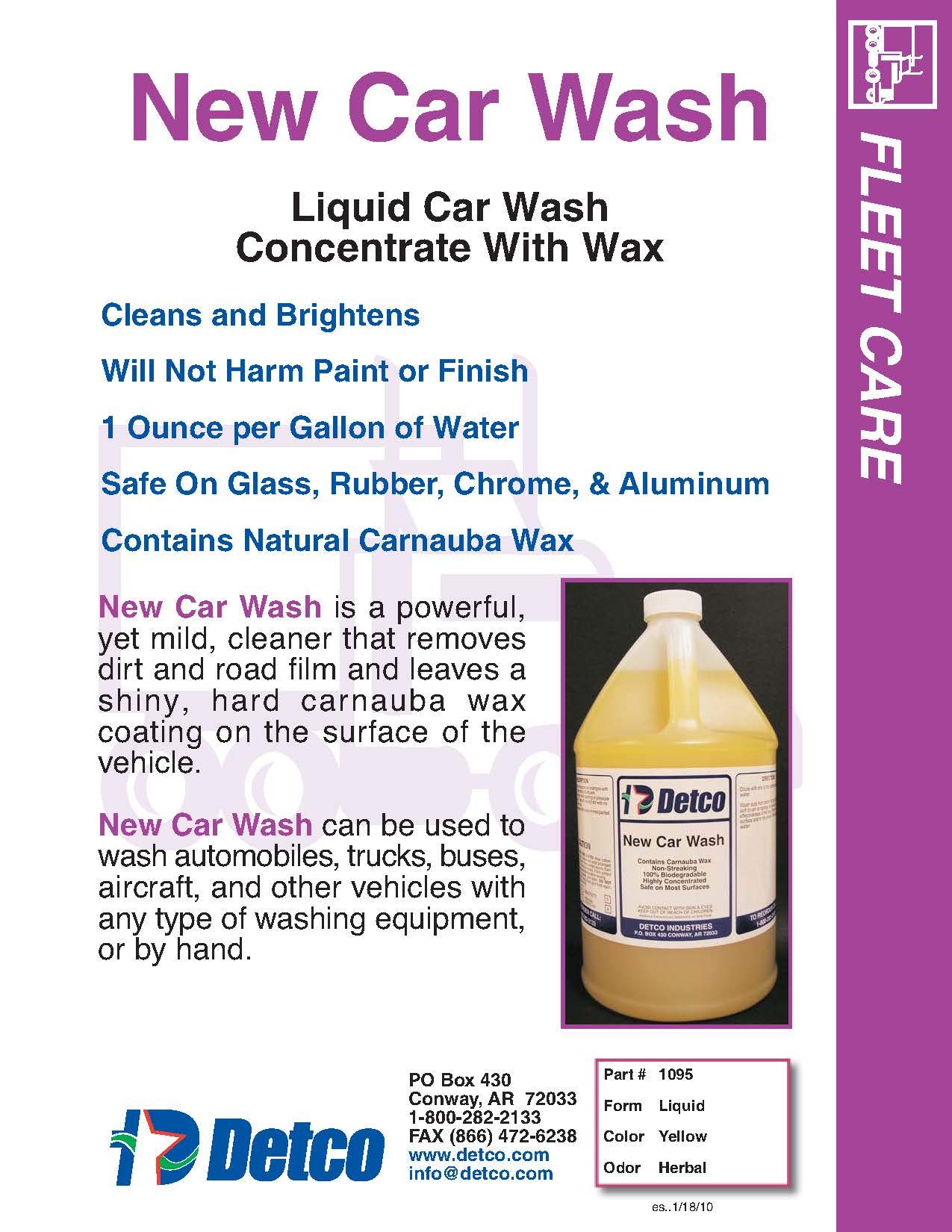 New CAR WASH - Concentrated Soap with Carnauba Wax for RV, School Buses, ATV, Boat, Motorcycle, Detailing, Cleaning- 1oz. per Gallon