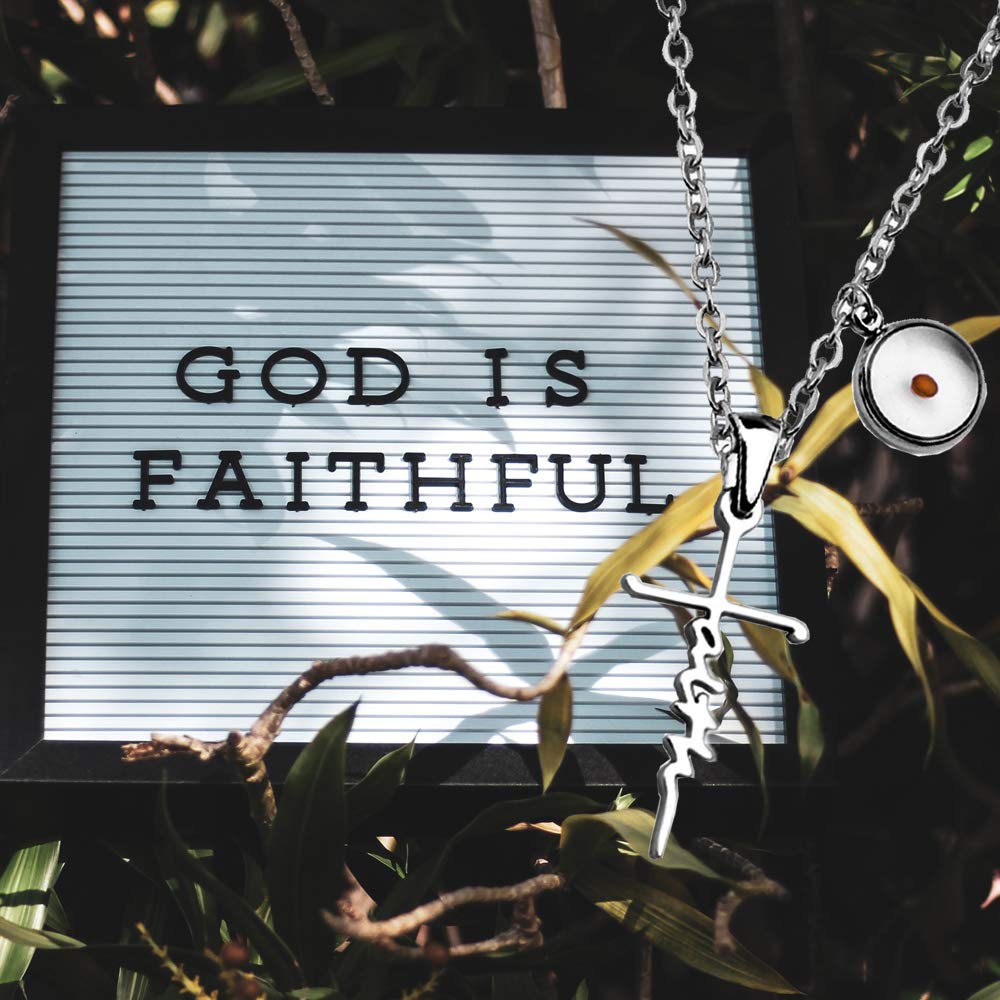 Faith Cross Mustard Seed Necklace Religious Jewelry Inspirational Christian Gift(faith necklace)