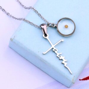 Faith Cross Mustard Seed Necklace Religious Jewelry Inspirational Christian Gift(faith necklace)