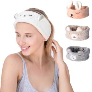 ergonflow 4 pack animal coral fleece spa headband makeup headband cosmetic headband for washing face wash headband cosmetic headband shower headbands