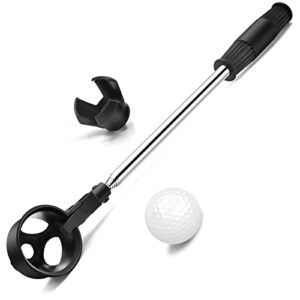 prowithlin golf ball retriever, stainless telescopic extendable golf ball retriever for water w/golf ball pick up retriever grabber claw sucker tool, golf gift for men (9ft)