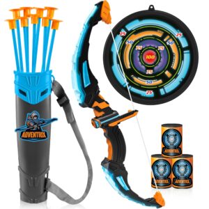 joyin led bow and arrow for kids, light up archery toy play set with suction cups arrows, targets & arrow case, indoor and outdoor hunting play gift toys for boys girls 3-12