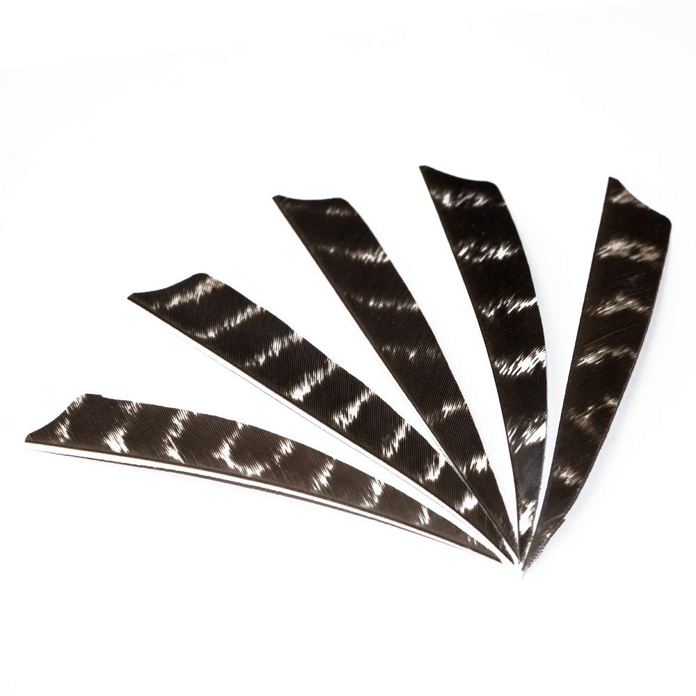 I-Sport 50pcs Turkey Feather Fletching 4'' / 5'' Right Wing Arrow Feathers Vanes for Wooden Bamboo Arrows (Original, 4)