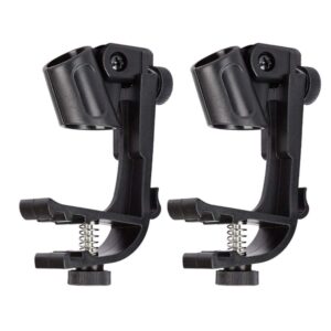 drum mircophone clips adjustable mic mount snare rim clamp holder, black 2 packs