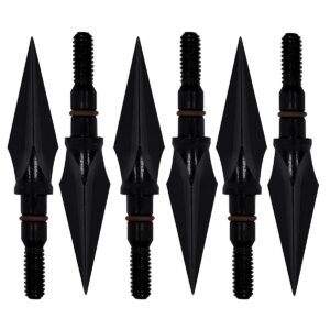 broadheads hardening traditional hunting arrow head 100/125/150 grain archery screw-in broad heads,pack of 6 (black-1, 100grain-a)