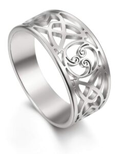 likgreat triskele trinity celtic knot rings stainless steel band for women (silver tone, 7)