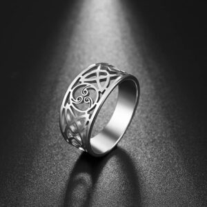 LIKGREAT Triskele Trinity Celtic Knot Rings Stainless Steel Band for Women (silver tone, 7)