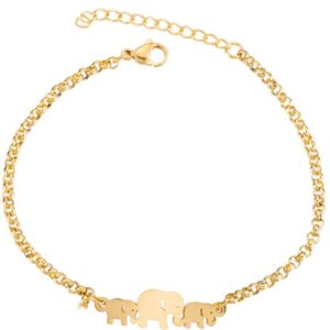 jude jewelers stainless steel mom baby elephant chain link school party bracelet (gold)