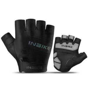 inbike 3mm eva pad breathable fingerless cycling gloves reflective lightweight biking gloves for men women black xx-large