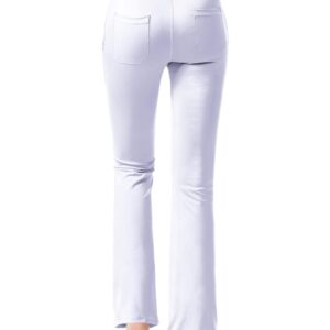 nuveti Women's High Waisted Boot Cut Yoga Pants 4 Pockets Workout Pants Tummy Control Women Bootleg Work Pants Dress Pants (White, Large)