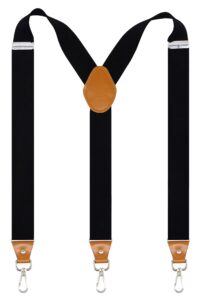 doloise mens suspenders with 3 swivel hooks belt loops 1.4 inch wide heavy duty adjustable braces (black)