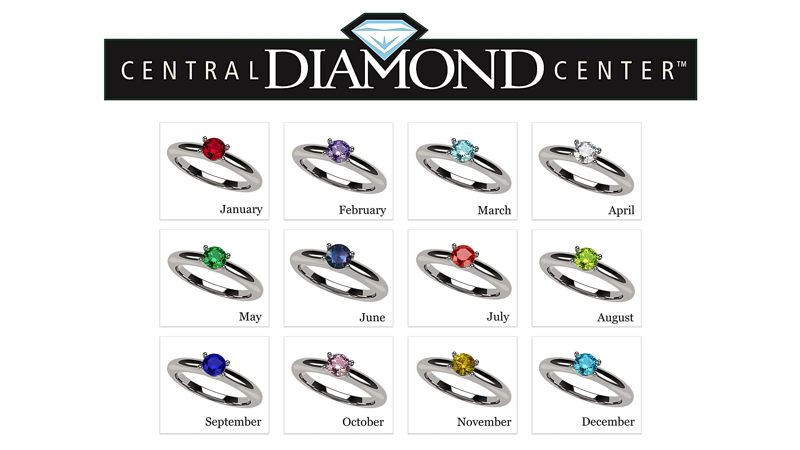 Central Diamond Center 925 Sterling Silver Lucita Solitaire Birthstone Ring w/Simulated Birthstone - March - Size 8