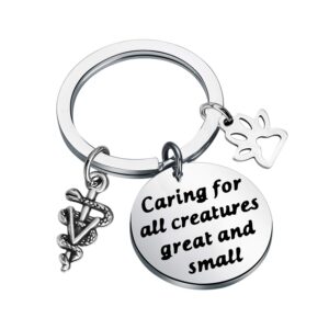 wsnang veterinarian jewelry caring for all creatures great and small keychain veterinary technician gifts vet tech jewelry veterinarian graduation gifts (veterinarian keychain)