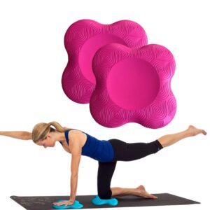 zealtop yoga knee pad cushion extra thick for knees elbows wrist hands head foam yoga pilates work out kneeling pad (rose red 2 packs)