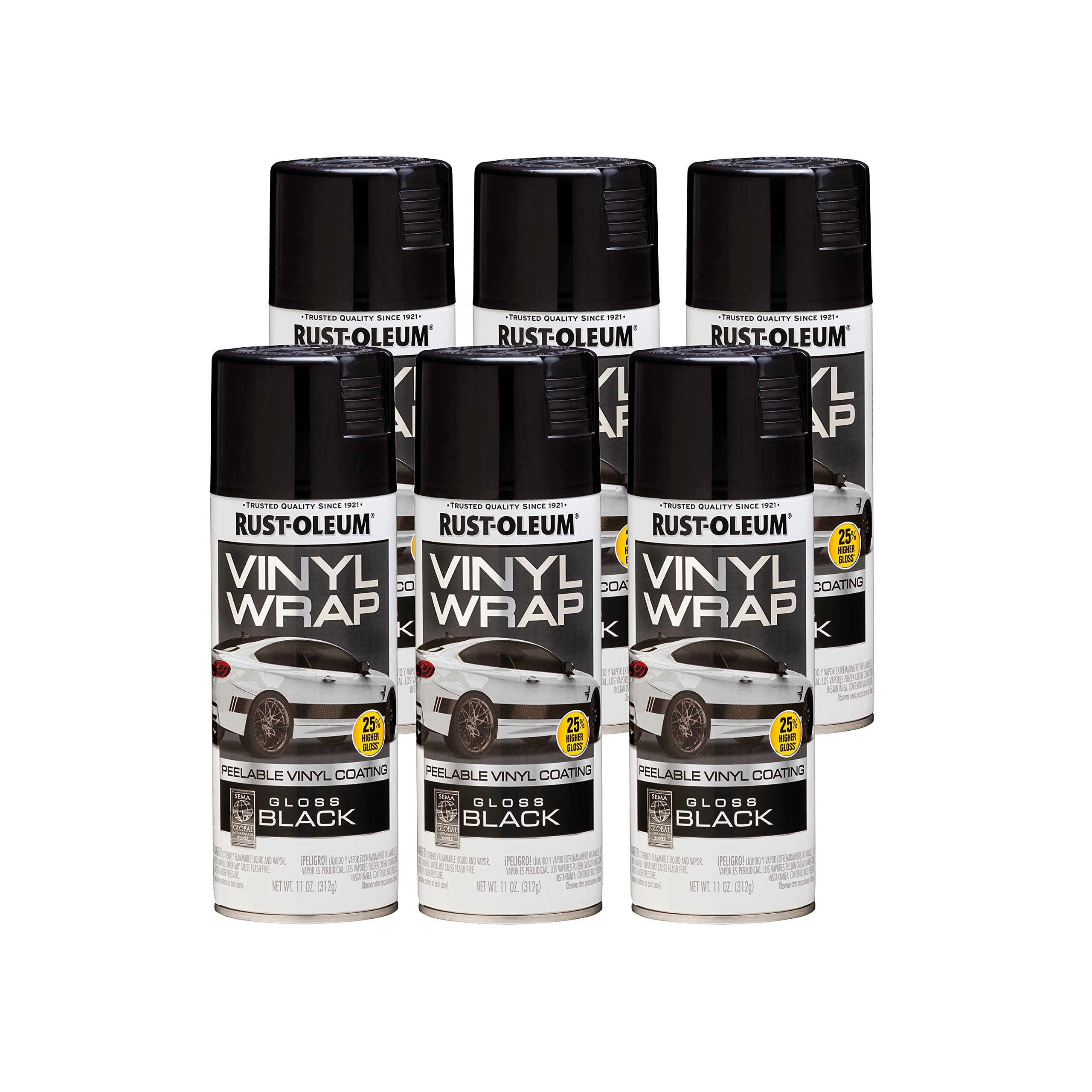 Rust-Oleum Automotive 352724 Rust-Oleum Vinyl Wrap Spray, Black 11 Ounce (Pack of 6)