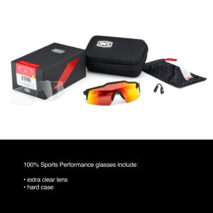 100% Speedcraft XS Sport Performance Sunglasses - Sport and Cycling Eyewear (SOFT TACT BLACK - Smoke)