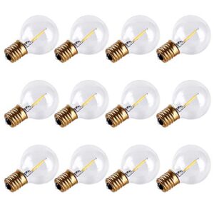 12 Pack 0.5W LED Replacement Light Bulbs, E17 Intermediate Base Warm White 2700K Equivalent to 5W 7W Incandescent Bulb, Clear Glass G40 Bulb for Indoor Outdoor Edison String Light, 120V