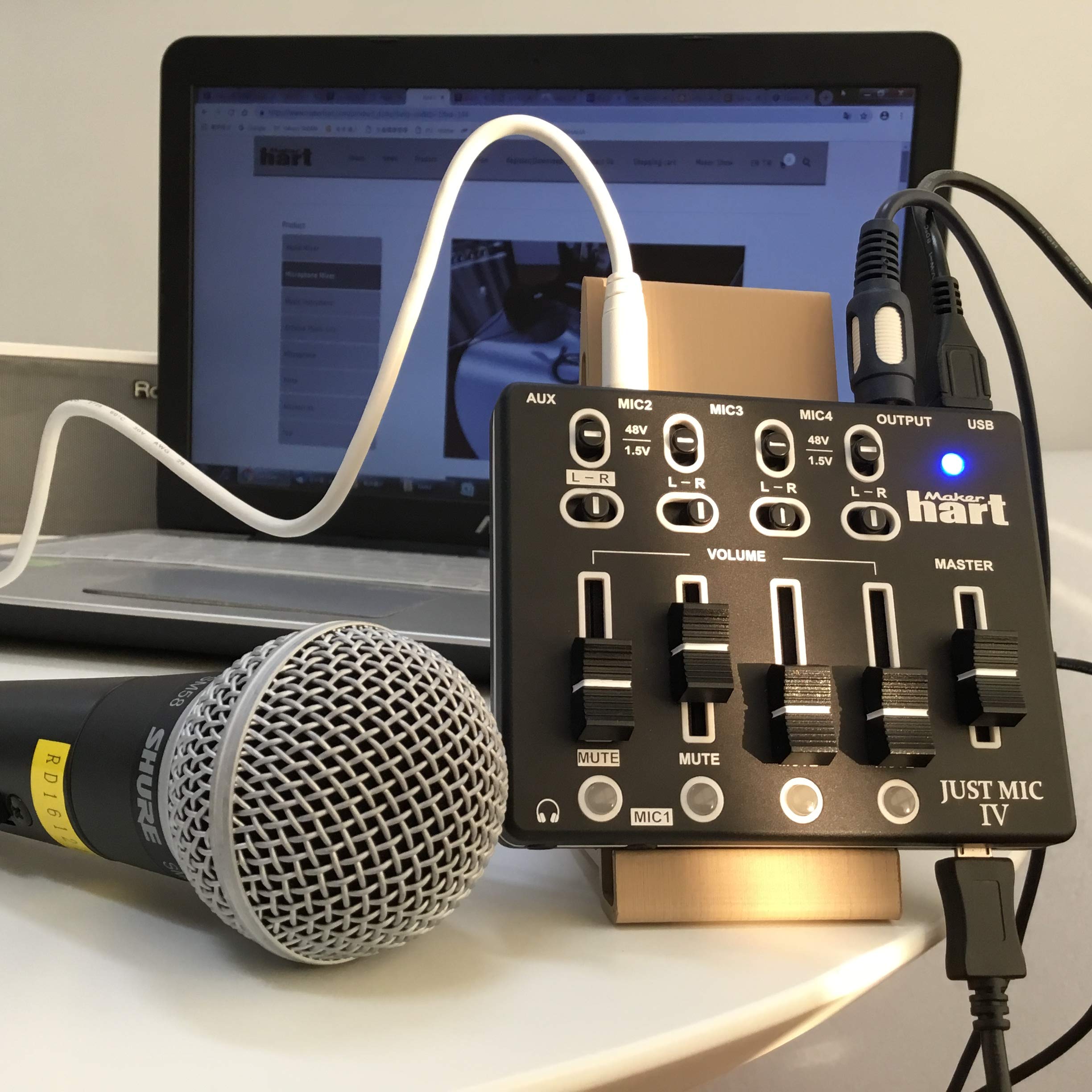 Maker hart Just Mic 4 mini Microphone Mixer 4 channels/Portable Phantom power/Audio Interface