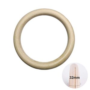 gym rings, 1 piece wooden gymnastic rings, fitness heavy duty training ring for gym equipment for workout, strength training, pull ups and dips - 28 mm /32 mm