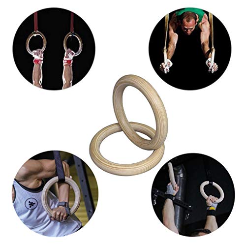 Gym Rings, 1 Piece Wooden Gymnastic Rings, Fitness Heavy Duty Training Ring for Gym Equipment for Workout, Strength Training, Pull Ups and Dips - 28 Mm /32 Mm