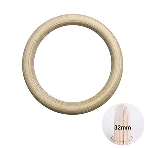 Gym Rings, 1 Piece Wooden Gymnastic Rings, Fitness Heavy Duty Training Ring for Gym Equipment for Workout, Strength Training, Pull Ups and Dips - 28 Mm /32 Mm