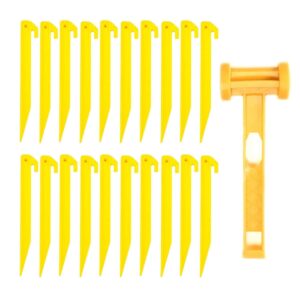 tent stakes for sand ，plastic tent stakes heavy duty, lighter and safer than tent stake metal,9 inch yellow tent stakes for sand/sand stakes for beach (24 pack)