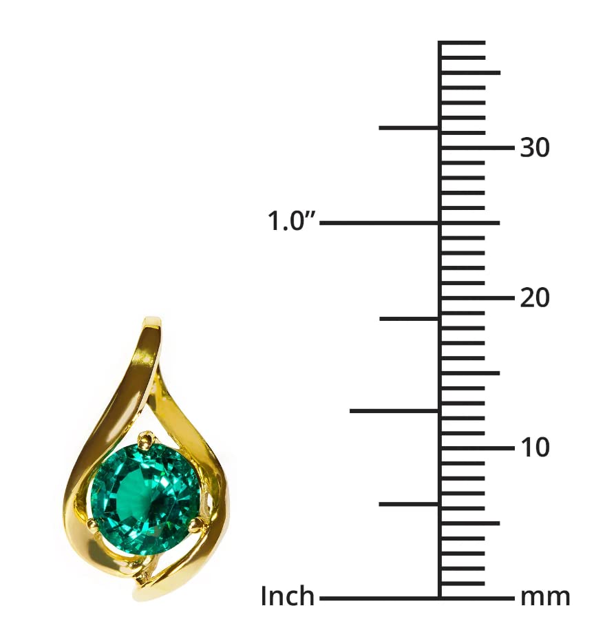 The Diamond Deal Lab Created Round 6.00MM Green Emerald Gemstone May Birthstone Heart Pendant Necklace Charm in 10k SOLID Yellow Gold With 18" Chain