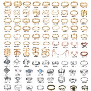 JOERICA 95PCS Knuckle Rings for Women Stackable Rings Boho Vintage Midi Joint Nail Finger Rings Set