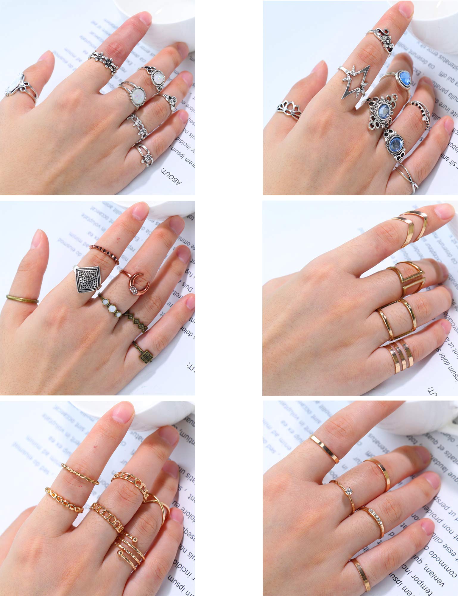 JOERICA 95PCS Knuckle Rings for Women Stackable Rings Boho Vintage Midi Joint Nail Finger Rings Set