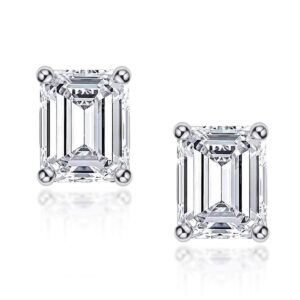 ainuoshi women stud earrings emerald cut sterling silver earrings for women cubic zirconia hypoallergenic piercing earring anniversary birthday gifts for her women men