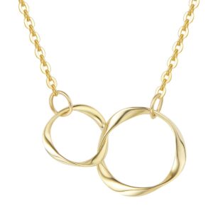 agvana 14k real gold two interlocking infinity eternity circles necklace for women mother necklace fine jewelry anniversary birthday gifts for women mom wife her