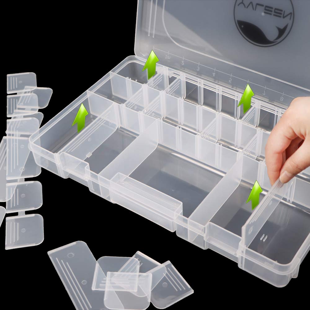 YVLEEN Fishing Tackle Boxes - 3600 3700 Tackle Box Plastic Storage Organizer Box with Removable Dividers - 2packs/4packs Tackle Trays - Included 2pcs of Extra Clip