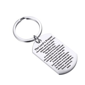 gzrlyf the lord's prayer keychain our father who art in heaven matthew 6:9-13 religious gifts (dog tag keychain)