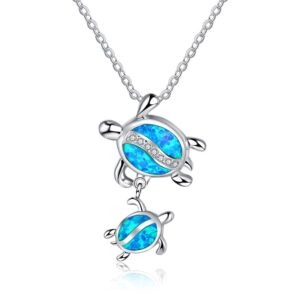 kelistom sea turtle pendant necklace for women men silver plated link chain animal jewlery