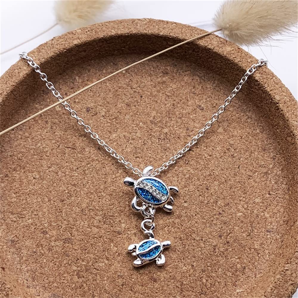 kelistom Sea Turtle Pendant Necklace for Women Men Silver Plated Link Chain Animal Jewlery